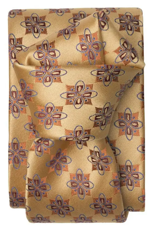 ELIZABETTA Amerigo Silk Jacquard Neck Tie - Gold
