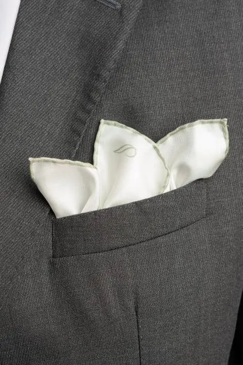 ELIZABETTA Mont Blancsilk Pocket Square For - Light Sage