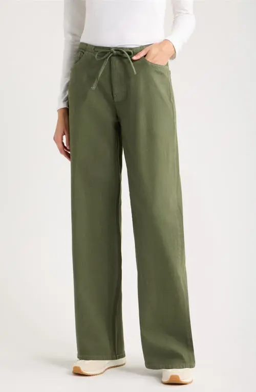 Warp + Weft High Waist Wide Leg Jeans - Olive Grove