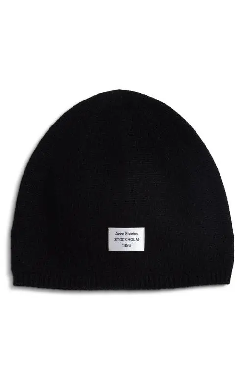 Acne Studios Kassias Cashmere Logo Beanie - Black