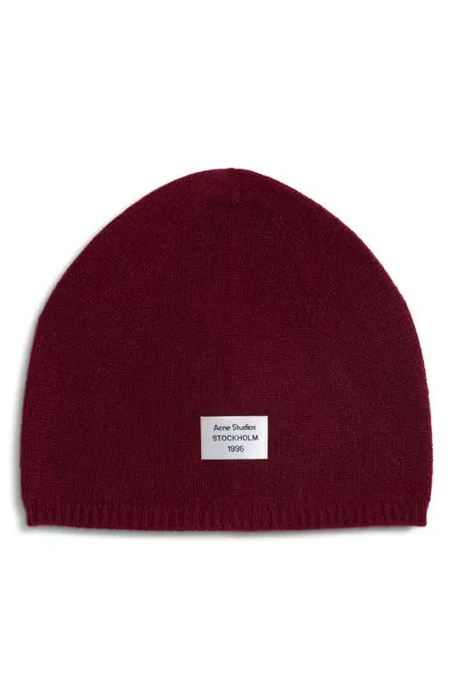 Acne Studios Cashmere Logo Beanie - Dark Red