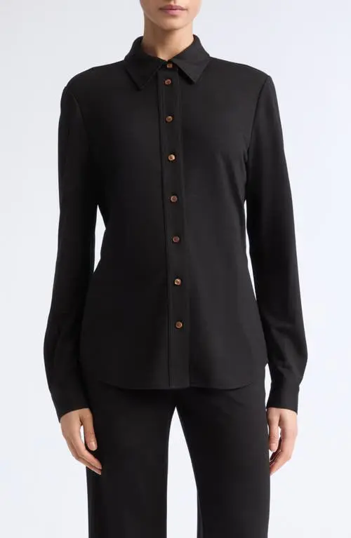 Lafayette 148 New York Long Sleeve Button Down Shirt - Black