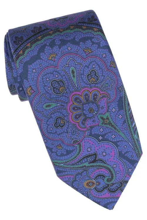 ELIZABETTA Cosimoprinted Silk Tie For - Indigo Blue