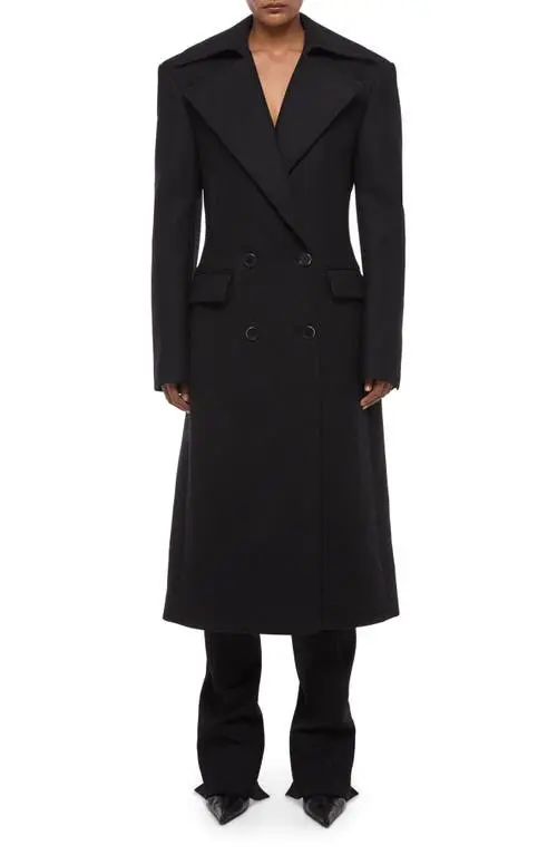 Helmut Lang Sculptural Wool Blend Coat - Black
