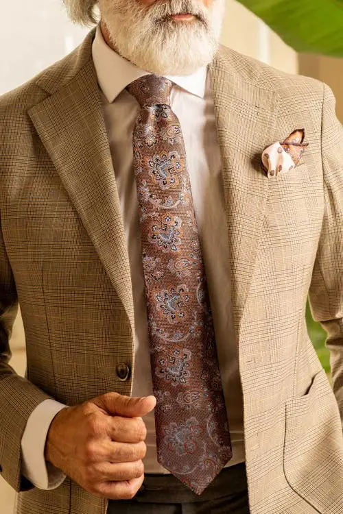 ELIZABETTA Montellosilk Jacquard Tie For - Salmon