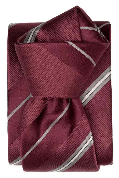 ELIZABETTA Toledo Extra Long Silk Jacquard Neck Tie - Burgundy