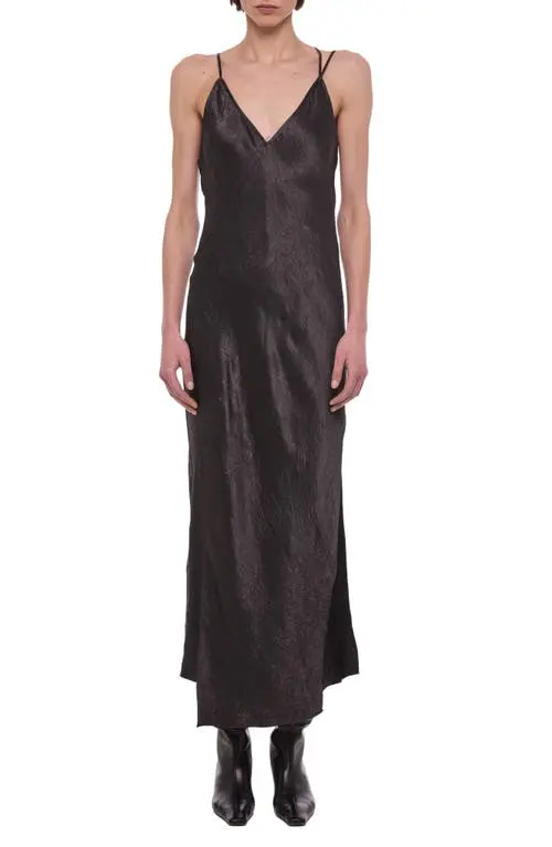 Helmut Lang Crinkle Satin Maxi Slipdress - Truffle