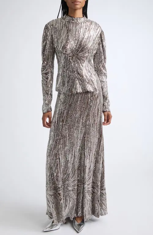 Rabanne Sequin & Bead Embellished Long Sleeve Top