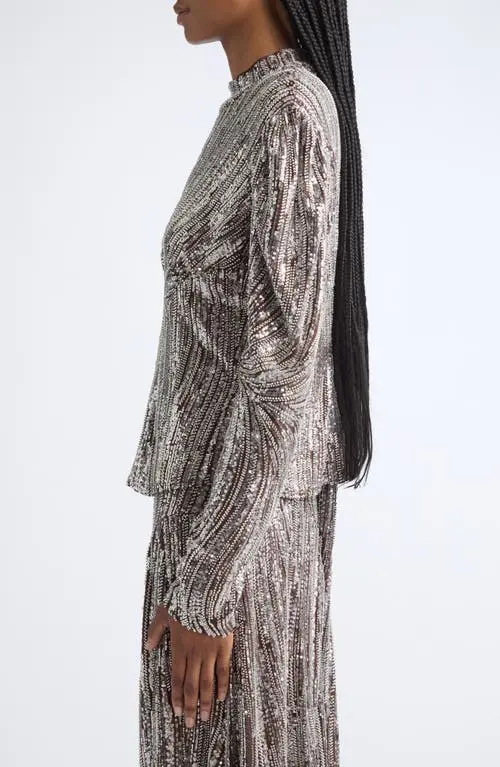 Rabanne Sequin & Bead Embellished Long Sleeve Top