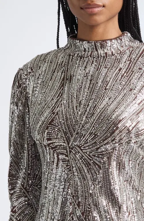 Rabanne Sequin & Bead Embellished Long Sleeve Top