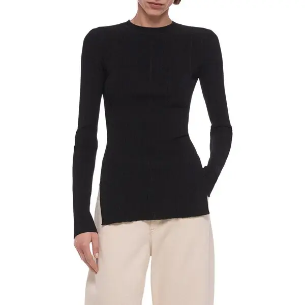 Helmut Lang Slit Rib Knit Top - Black