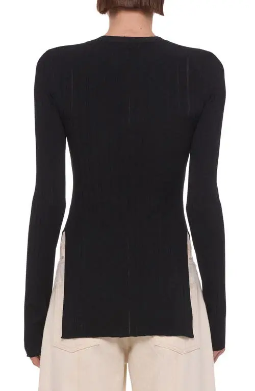 Helmut Lang Slit Rib Knit Top - Black