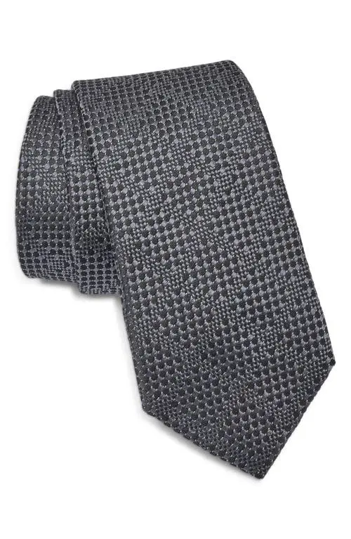 Nordstrom Cain Grid Silk Jacquard Neck Tie - Black