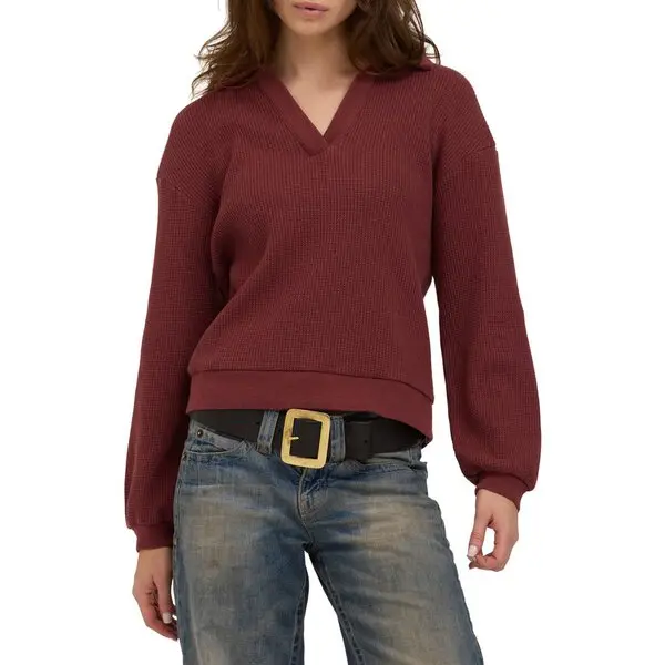 PROJECT SOCIAL T Pacific Collared Pullover - Dark Cherry