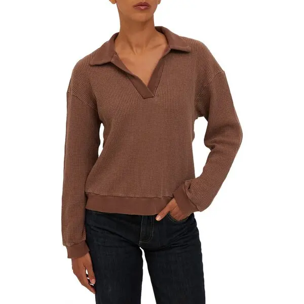 PROJECT SOCIAL T Pacific Collared Pullover - Dark Mocha