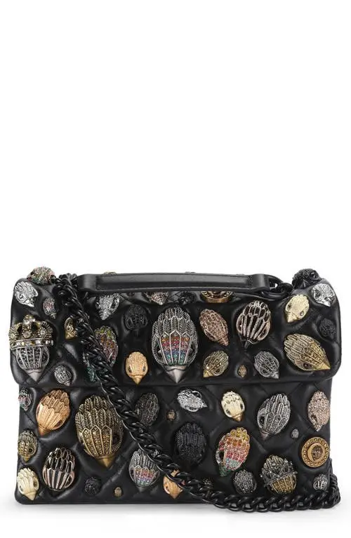Kurt Geiger Kensington Eagles Convertible Quilted Leather Crossbody Bag - Black