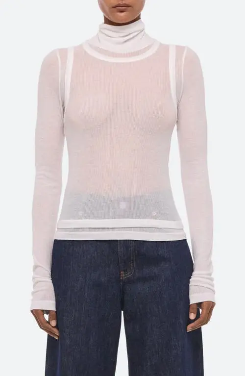 Helmut Lang Sheer Long Sleeve Turtleneck Top