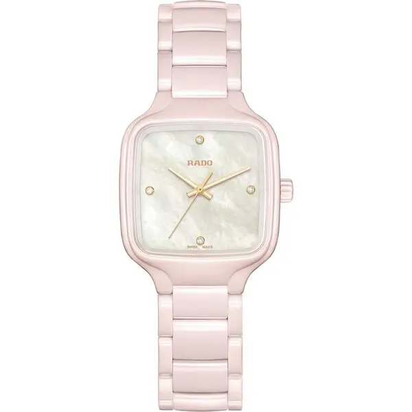 RADO True Square Diamond Mother-of-pearl Bracelet Watch - White Mop