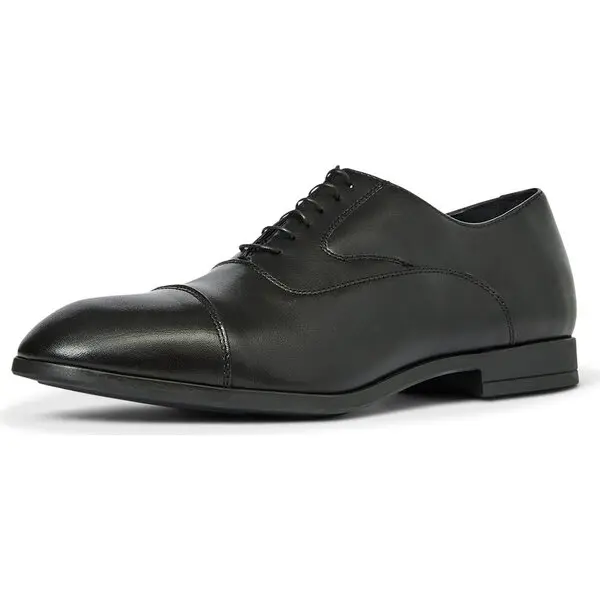 Aquatalia Centro Cap Toe Oxford - Black Leather