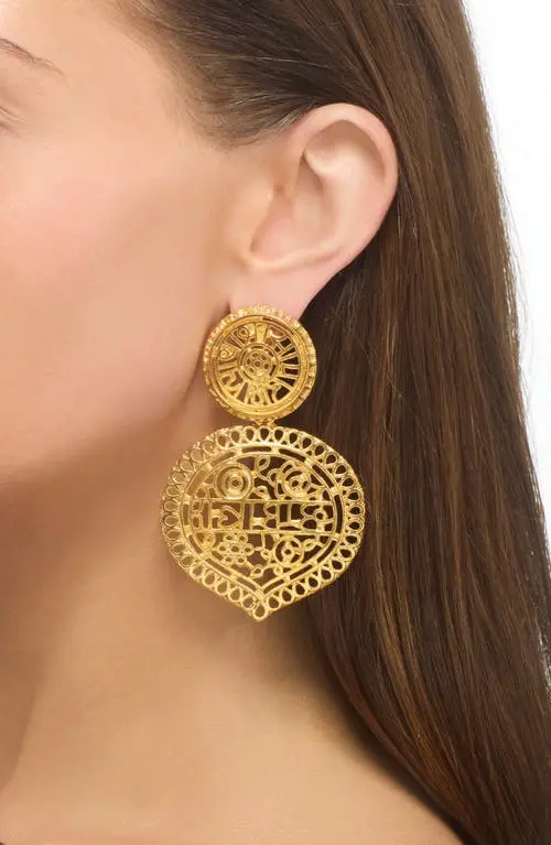 KENNETH JAY LANE Polished Goldtone Filigree Drop Earrings