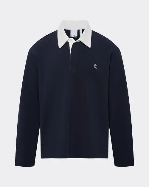 LE PERE Long-sleeve Rugby Polo - Navy