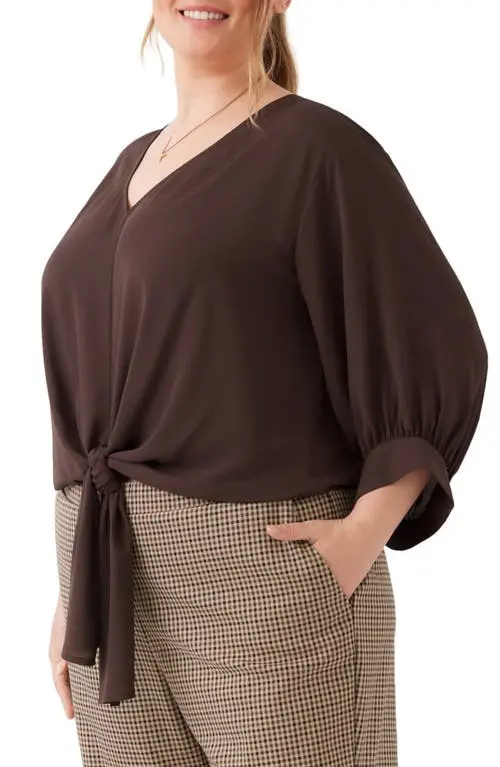 Karen Kane Blouson Sleeve Tie Front Top