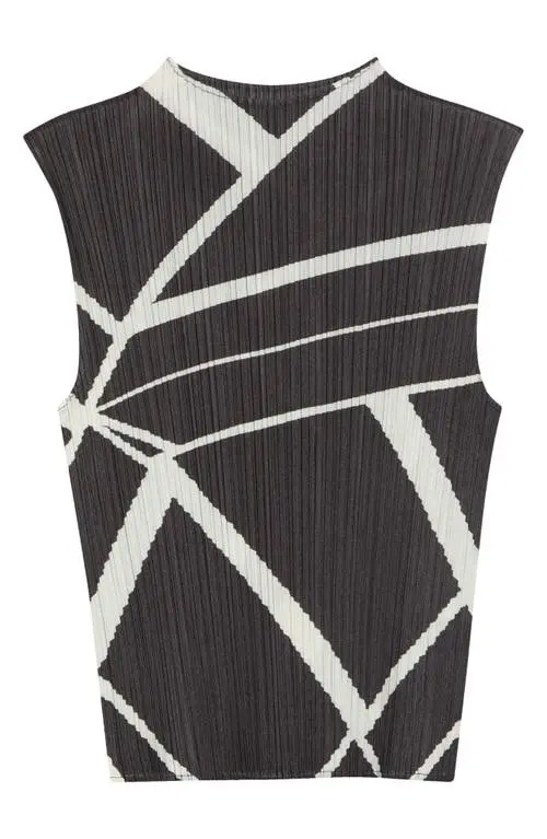 Issey Miyake Fold Line Pleated Sleeveless Top - Charcoal