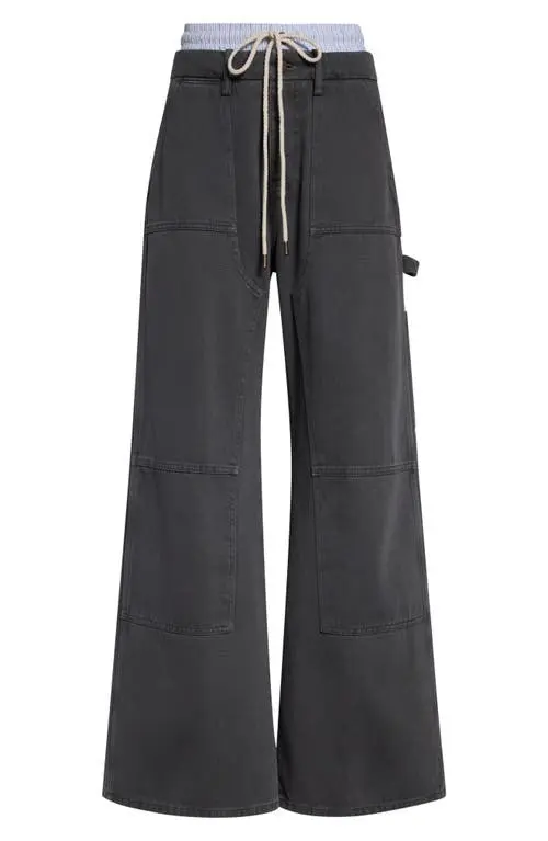 Monse Washed Double Waistband Wide Leg Jeans