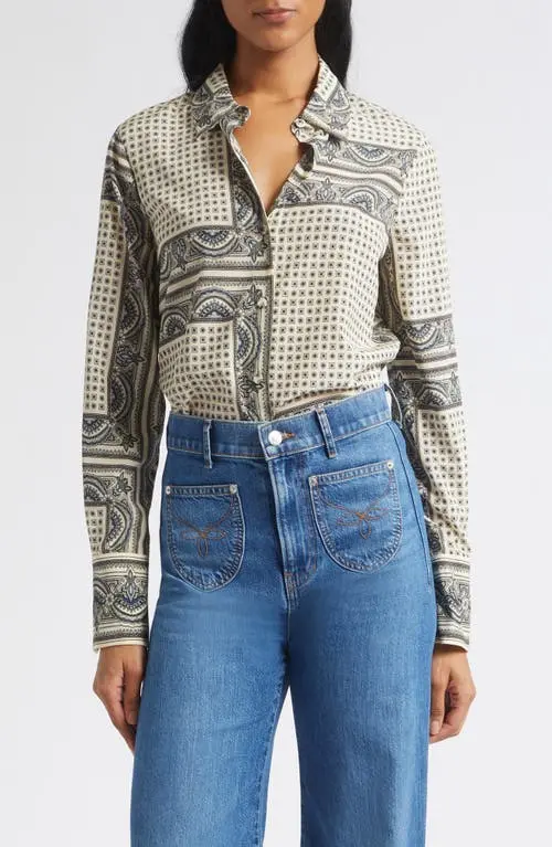 Veronica Beard Monique Mixed Paisley Silk Blend Shirt - Ecru Multi