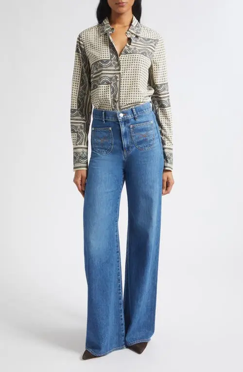 Veronica Beard Monique Mixed Paisley Silk Blend Shirt