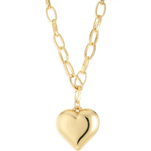KENNETH JAY LANE Heart Pendant Chain Necklace - Gold