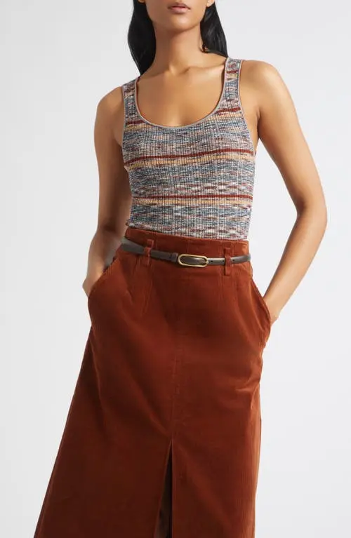 Veronica Beard Sandra Space-dyed Ribbed Tank - Rust Multi