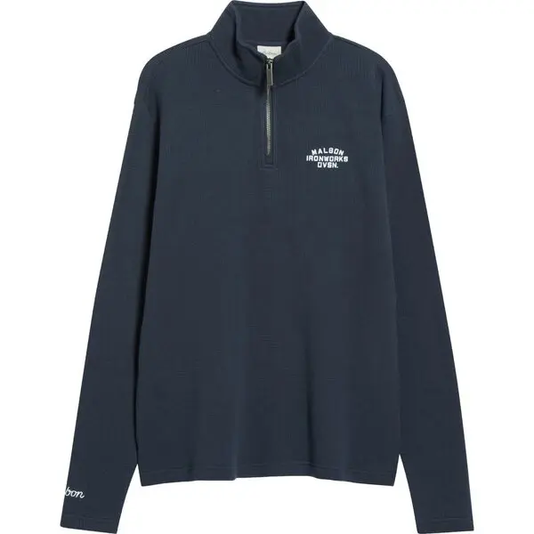 MALBON Flyer Ironworks Mid Layer Stretch Cotton Thermal Pullover - Blueberry