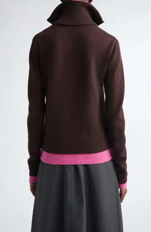 Monse Double Layer Half Zip Merino Wool Sweater