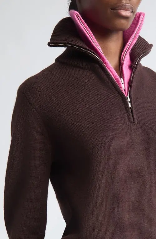 Monse Double Layer Half Zip Merino Wool Sweater
