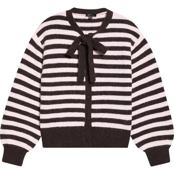 NOBODY'S CHILD Bow Detail Stripe Cardigan