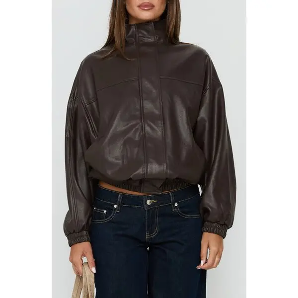 Princess Polly Dialtone Funnel Neck Faux Leather Jacket