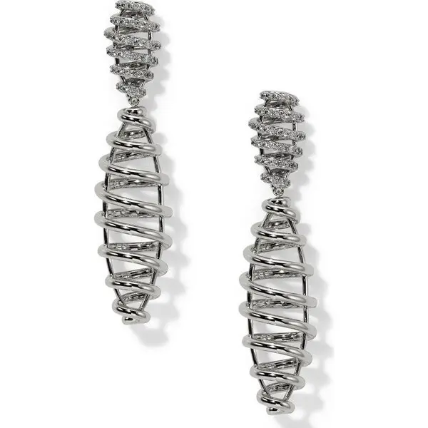 Nadri Muse Pavé Cubic Zirconia Cage Drop Earrings - Rhodium