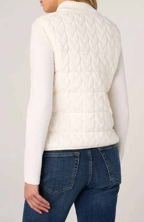 LIVERPOOL Reversible Quilted Vest With Cable-knit Detail - Cream