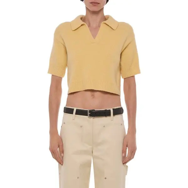 Helmut Lang Cropped Wool Polo - Cornsilk