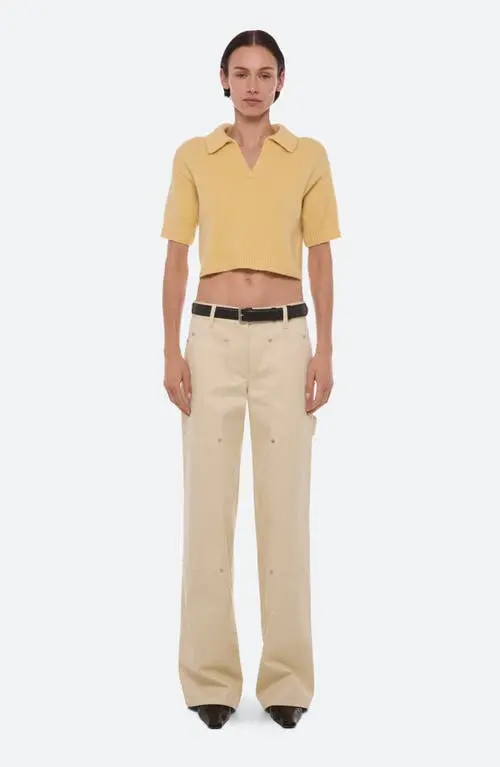 Helmut Lang Cropped Wool Polo - Cornsilk