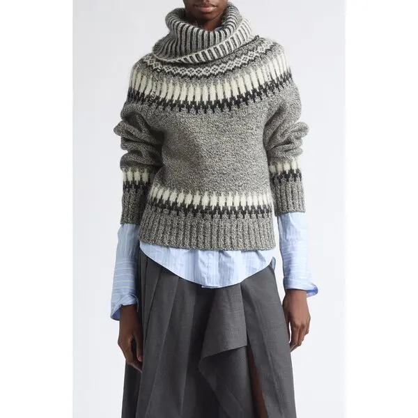 Monse Fair Isle Turtleneck Wool Blend Sweater