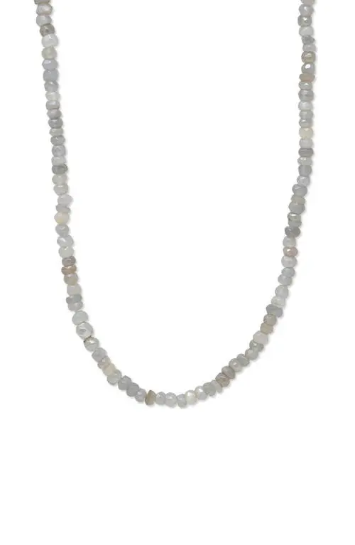 Anzie Bohème Faceted Grey Moonstone Rondelle Necklace - Silver