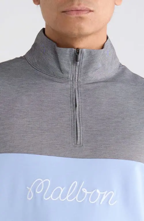 MALBON Horizon Quarter-zip Pullover - Black Chambray