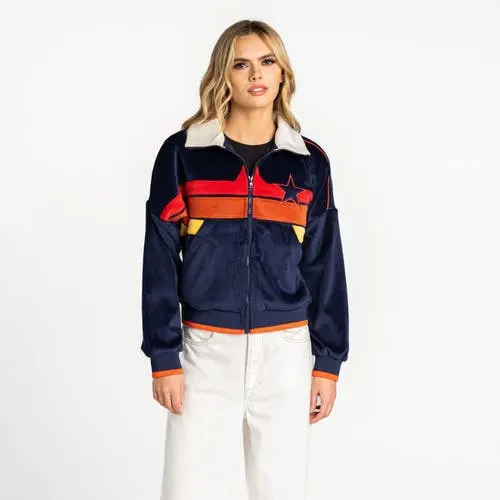 THE WILD COLLECTIVE Houston Astros Velvet Cord Full-zip Jacket - Blue