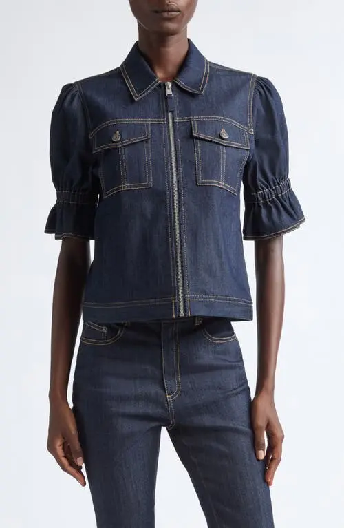 Cinq À Sept Holly Puff Shoulder Denim Jacket