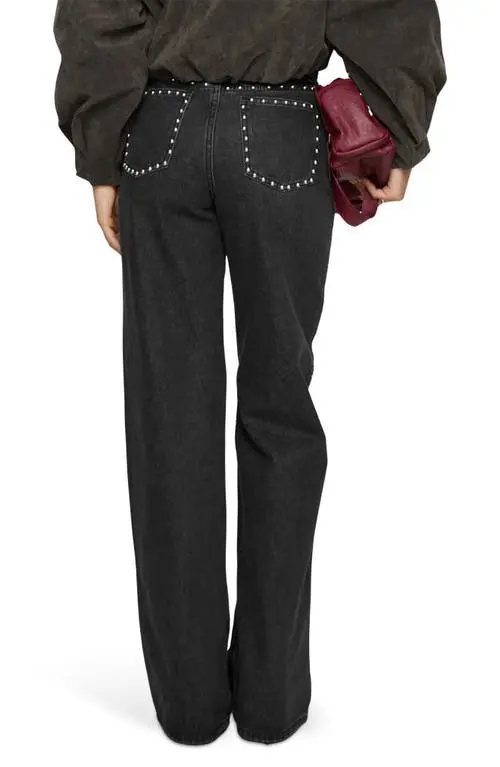 Princess Polly Saving Up Studded Mid Rise Straight Leg Jeans