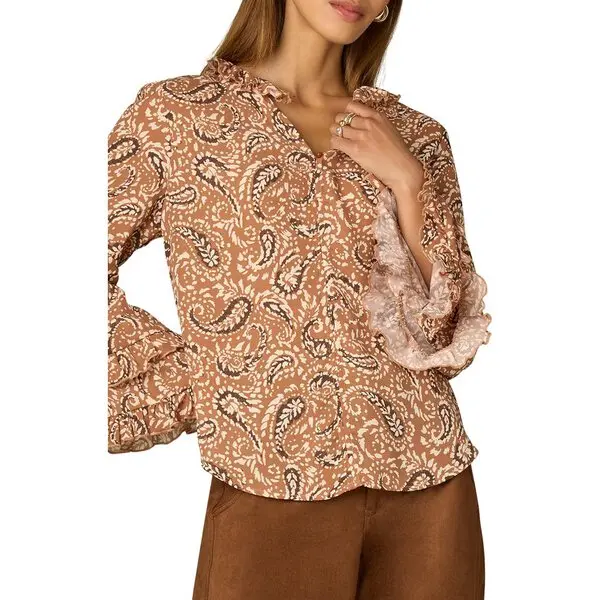 Wit & Wisdom Ruffle Print Top