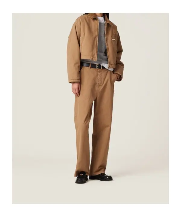 Miu Miu Straight-leg Trousers With Logo Appliqu