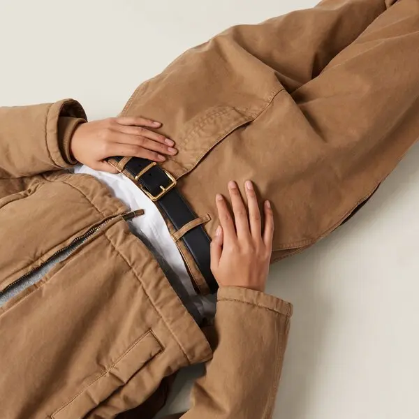 Miu Miu Straight-leg Trousers With Logo Appliqu